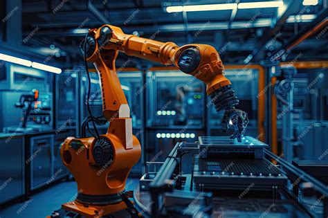 Technician Programming Industrial Robots Premium Ai Generated Image