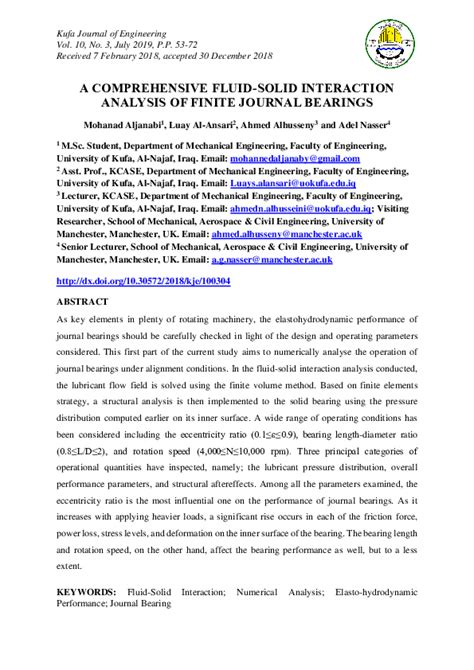 Pdf On The Fluid Solid Interaction In Reference To Thermoelastohydrodynamic Analysis Of