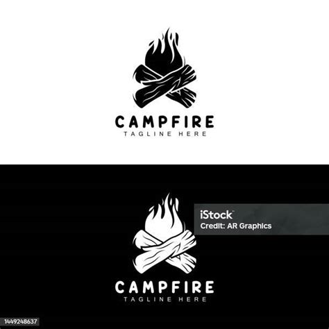 캠프 파이어 로고 디자인 캠핑 벡터 나무 화재 및 숲 디자인 가연성에 대한 스톡 벡터 아트 및 기타 이미지 가연성 나무 낚시 Istock