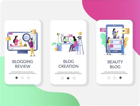 Premium Vector Blogging Mobile App Onboarding Screens Vector Template