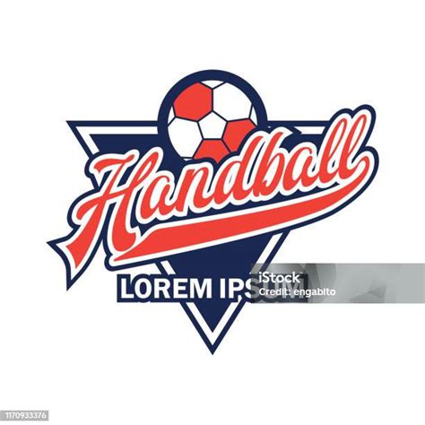 슬로건 태그 라인 벡터 일러스트레이션을 위한 텍스트 공간이 있는 핸드볼 휘장 Championship에 대한 스톡 벡터 아트 및 기타 이미지 Championship