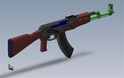 一种玩具枪模型AK47简化模型 SOLIDWORKS 2014 模型图纸下载 懒石网