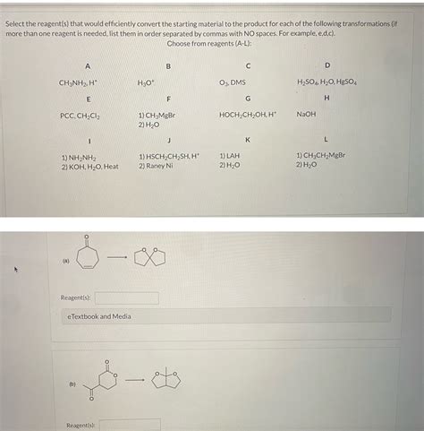 Solved Select The Reagent S That Would Efficiently Convert Chegg