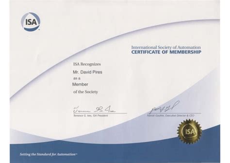 Isa Certificate Of Membership