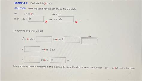 Solved EXAMPLE Evaluate Ln X DxSOLUTION Here We Don T Chegg Com
