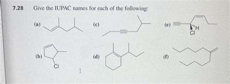 Solved Give The Iupac Names For Each Of The Following Chegg Com