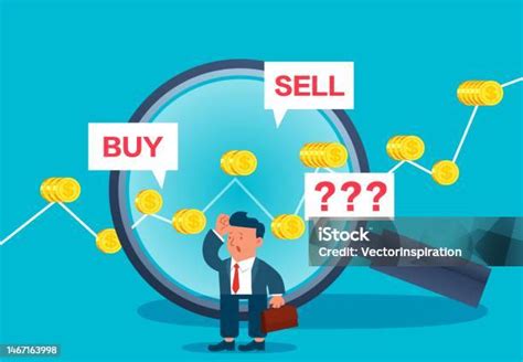 투자 수익 또는 포트폴리오 관리 분석 주식 시장 매매 자산 위험 관리 돋보기 옆에 서서 주식 시장 차트를 분석하는 투자자 또는 분석가 개발에 대한 스톡 벡터 아트 및 기타