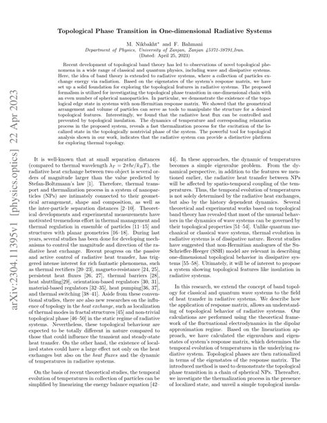 Pdf Topological Phase Transition In One Dimensional Radiative Systems