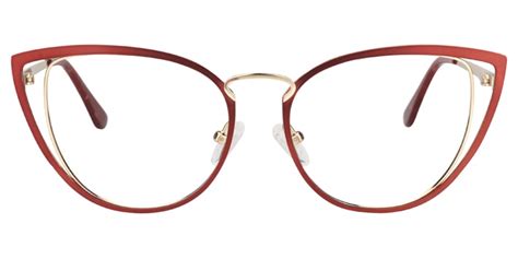 Cateye Redandgold Glassess Zeelool Eyeglass Frames