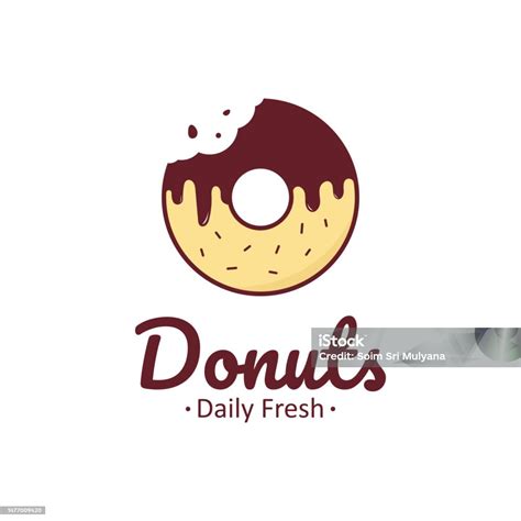 작은 사탕이 있는 도넛 또는 물린 도넛 로고 템플릿입니다 도넛 가게 또는 베이커리 엠블럼 스티커에 대한 스톡 벡터 아트 및 기타 이미지 Istock