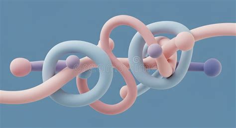 Intertwined Pastel Shapes Abstract 3d Render On Blue Background Stock