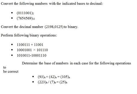 Solved Convert The Following Numbers With The Indicated Chegg