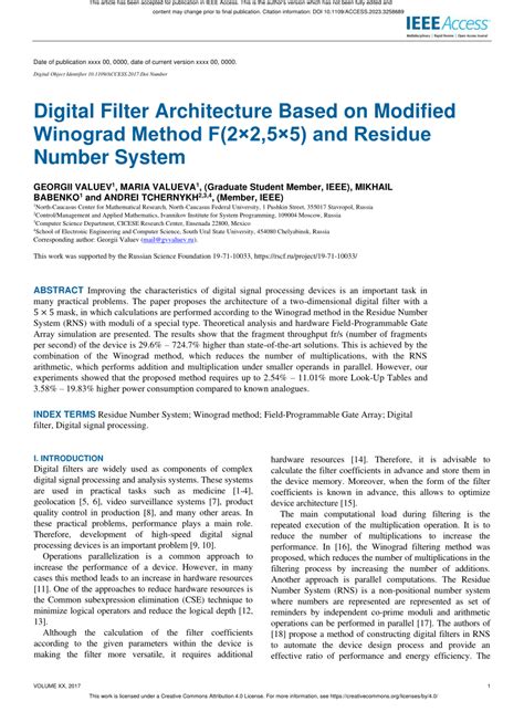 Pdf Digital Filter Architecture Based On Modified Winograd Method F2