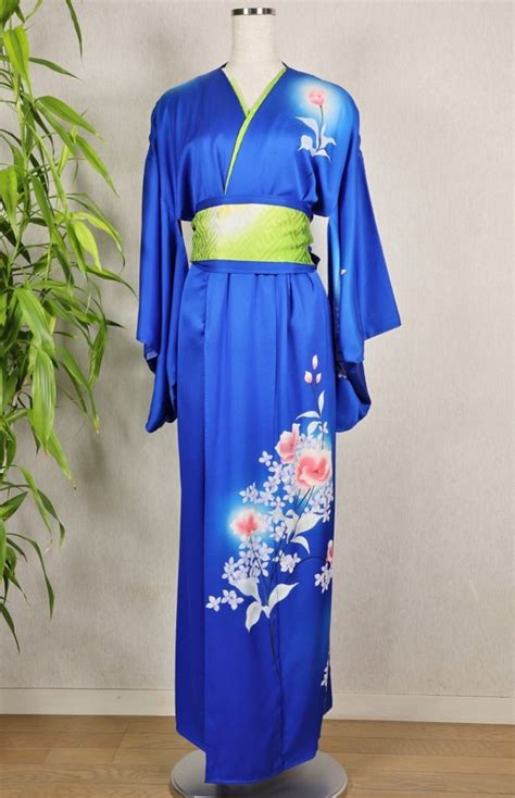 Japanese Traditional Kimono Dress Blue