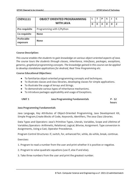Csen1111 Object Oriented Programming Pdf Method Computer
