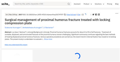 [citation Report] Surgical Management Of Proximal Humerus Fracture Treated With Locking