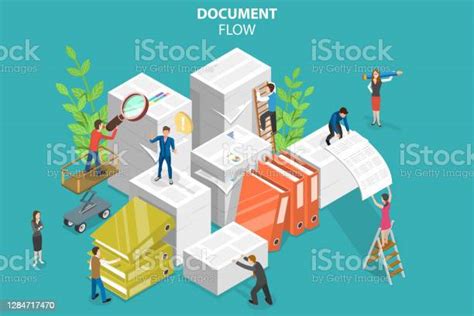 문서 흐름의 3d 동면 측정 플랫 벡터 개념 적 그림 더미에 대한 스톡 벡터 아트 및 기타 이미지 더미 책 관료 Istock