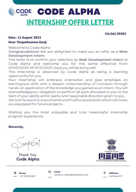 Gunji Tirupathamma On Linkedin Codealpha