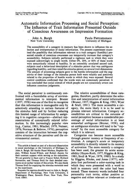 Automatic Processing Psychology