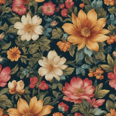 Premium Photo Vintage Wallpaper With Floral Pattern Seamless Abstract Background