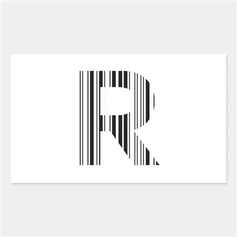 Letter R Bar Code First Initial Barcode Pattern Rectangular Sticker