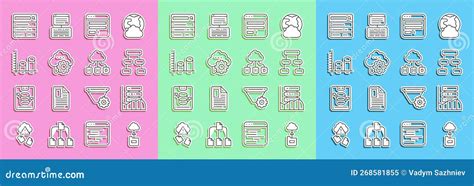 Set Line Cloud Technology Data Transfer Server Data Web Hosting Hierarchy Organogram Chart