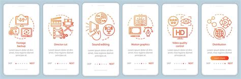 Video Production Onboarding Mobile App Page Screen Vector Template Film Making Process Movie