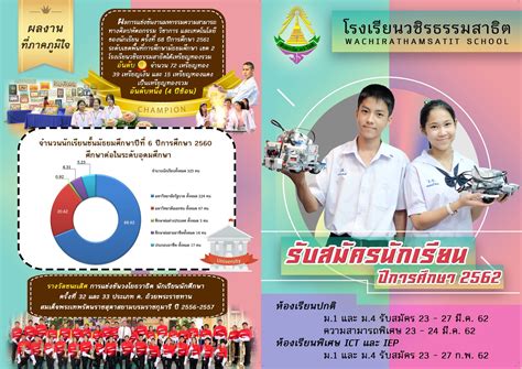 แผ่นพับรับสมัครนักเรียน ปีการศึกษา โรงเรียนวชิรธรรมสาธิต Facebook