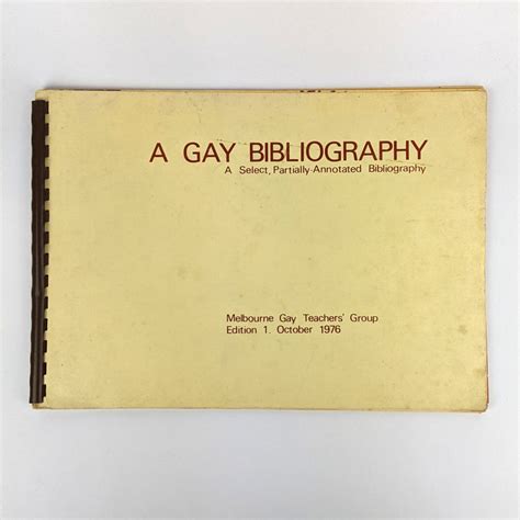 A Gay Bibliography A Select Partially Annotated Bibliography The