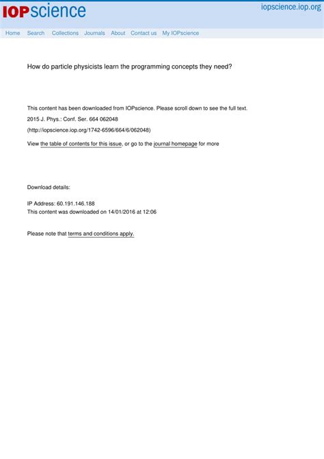 Pdf How Do Particle Physicists Learn The Programming Concepts They Need