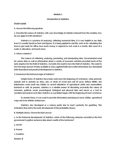 Module Answers Pdf Sampling Statistics Level Of Measurement
