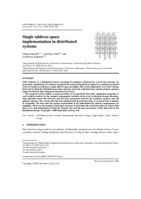 Pdf Single Address Space Implementation In Distributed Systems