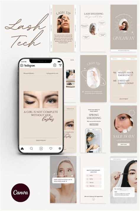 Lash Tech Story Template Lash Instagram Story Lash Marketing Templates
