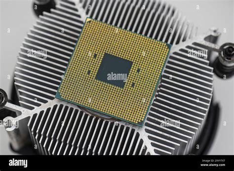 Back Of A AMD Socket AM CPU Mounted On A Cooler Stock Photo Alamy