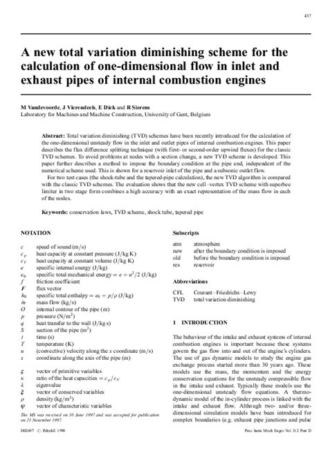 Pdf A New Total Variation Diminishing Scheme For The Calculation Of One Dimensional Flow In