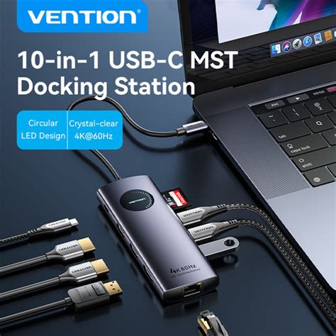 Jual USB HUB C MST Docking Station Vention HDMI Display Port RJ45 SD TF TQV Kota Semarang