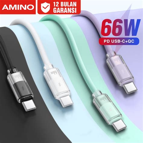Jual Amino Pd W Type C To C Kabel Data Quick Charging M Cable Silicone Type C To Lighting