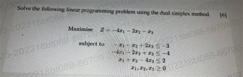 Solve The Following Linear Programming Problem Using