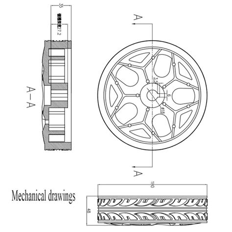 솔리드 고무 하중 베어링 휠 구동 휠 스마트 소형 휠 구동 타이어 무인 차량 Agv 180mm 하이테크 장난감