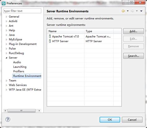 myeclipse添加server runtime的tomcat eclipse中libary中server runtime[apache