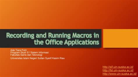 Recording And Running Macros In The Office Application Pptx Operating Systems Computer