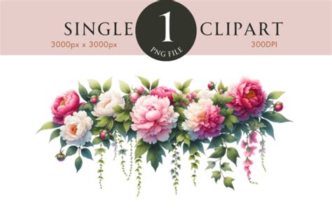 Pink Peony Flower Border Clipart Graphic By Watercolour Lilley Creative Fabrica