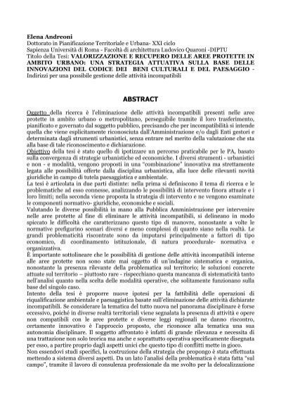 Abstract Elena Andreoni Sapienza Università Di Roma