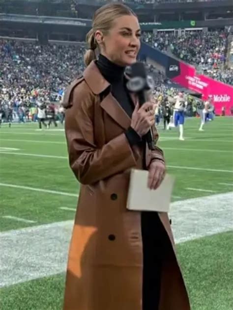 Erin Andrews Leather Trench Coat In Brown