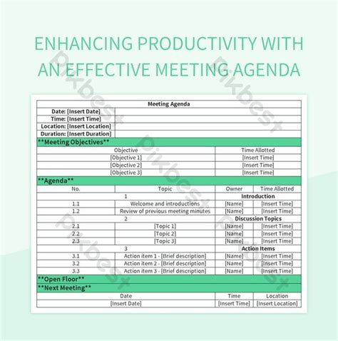 Boosting Efficiency Through A Strategic Meeting Agenda Excel Template Free Download Pikbest