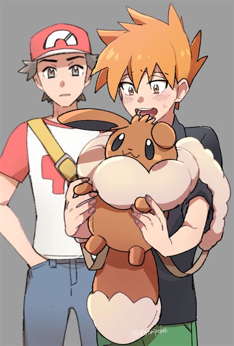 Red Eevee And Blue Oak Pokemon And 1 More Drawn By Nyoripoke Danbooru