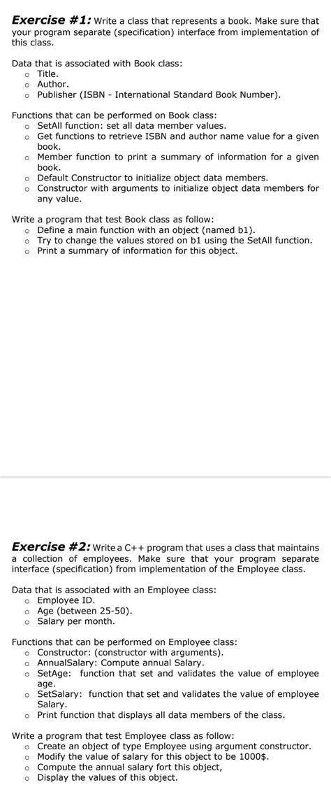 Solved Exercise 1 Write A Class That Represents A Book