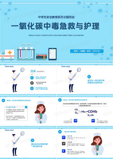 一氧化碳中毒急救与护理ppt模板下载熊猫办公