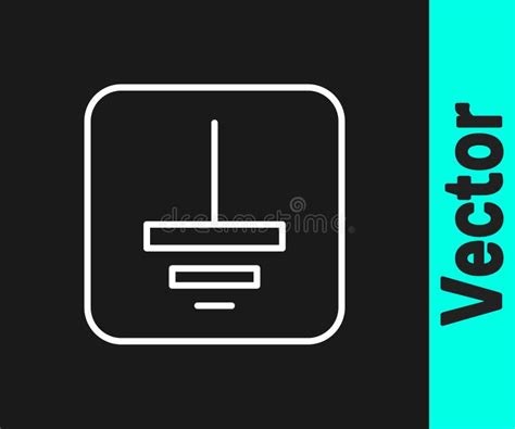 White Line Electrical Symbol Ground Icon Isolated On Black Background