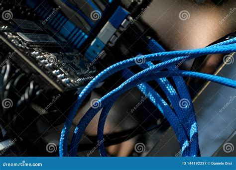 Closeup View Of Inside Computer Circuit Board Parts Computer Modding Stock Image Image Of